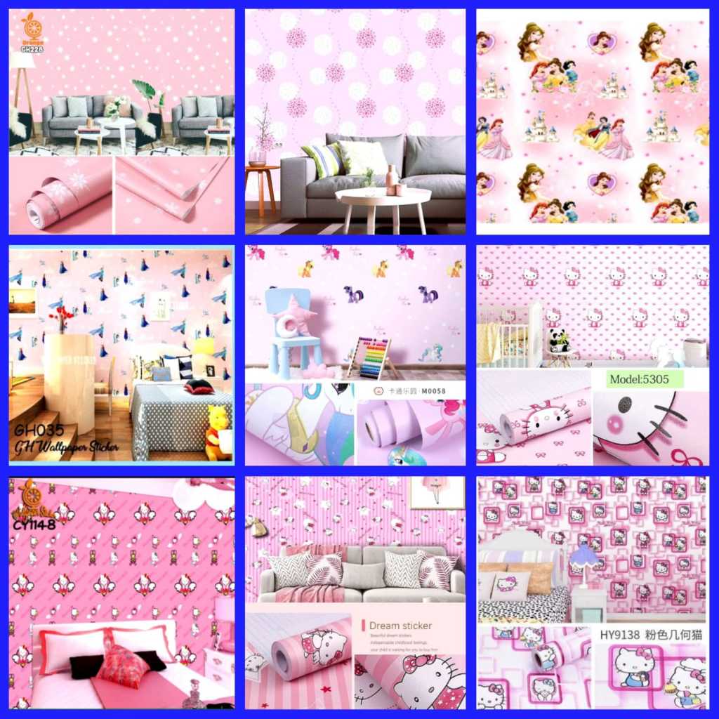 Jual Wallpaper Dinding Cantik Walpaper Dinding Kamar Cewek Motif Hello Kitty Kayu Batu SS ...