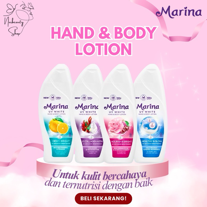 Jual MARINA UV White Hand And Body Lotion Nourish and Bright / Healty & Glow / Hydra Bright / E ...