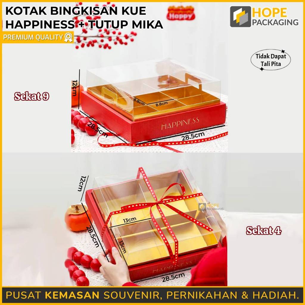 Jual Kotak Bingkisan Kue Happiness + Tutup Mika / Kotak Sekat Imlek ...