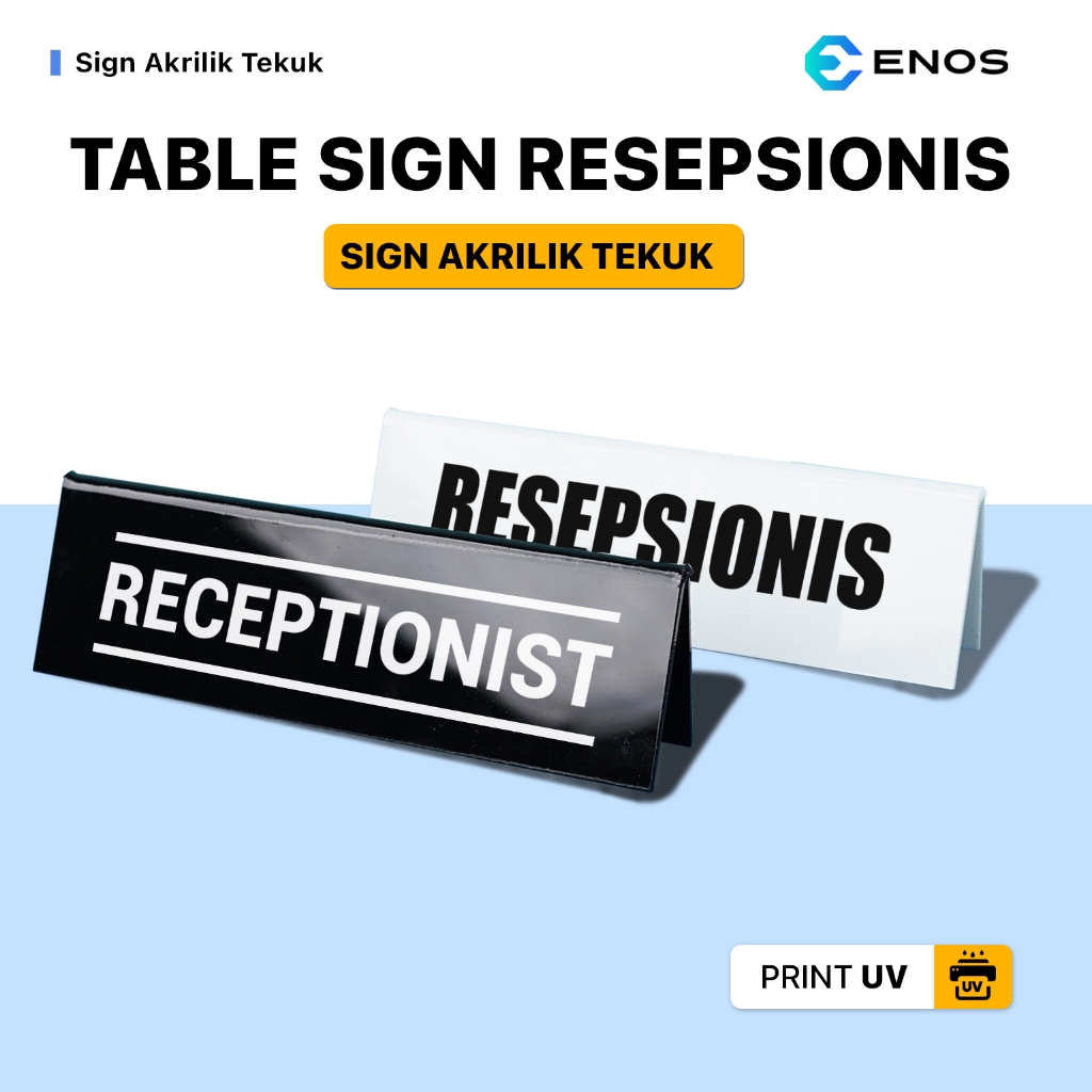 Jual Papan Nama Meja Resepsionis Akrilik penanda Receptionist Print UV ...