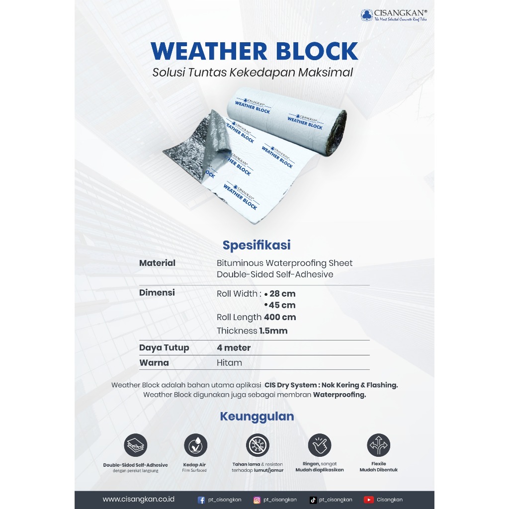 Jual PROMO CISANGKAN WEATHER BLOCK BELI 1 ROLL FREE NOK 4 METER ...