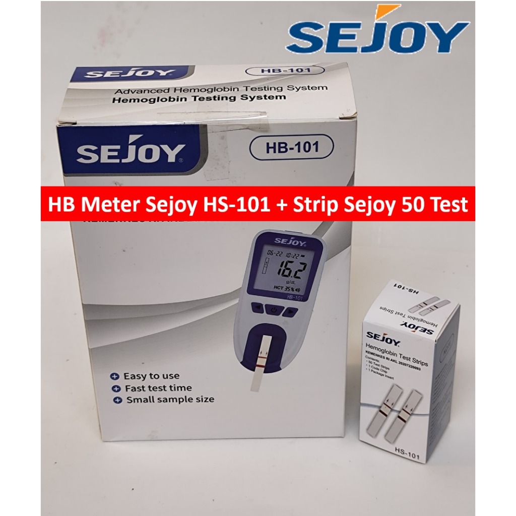Jual Alat HB Meter Sejoy HB 101 dan 50 Stik Strip Reagent HB Meter HS ...