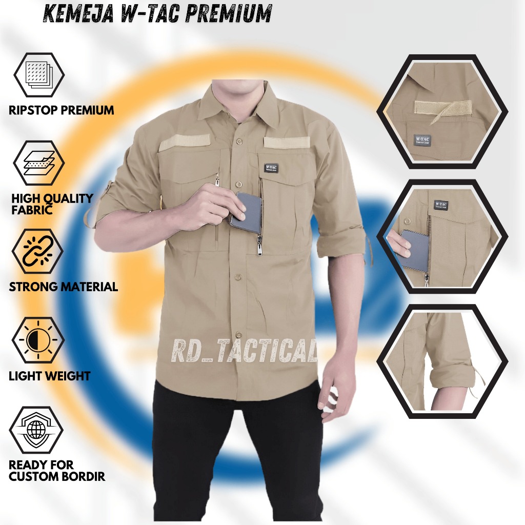 Jual RD Kemeja PDH Tactical W-Tac Lengan Panjang Pria Wanita Bahan ...