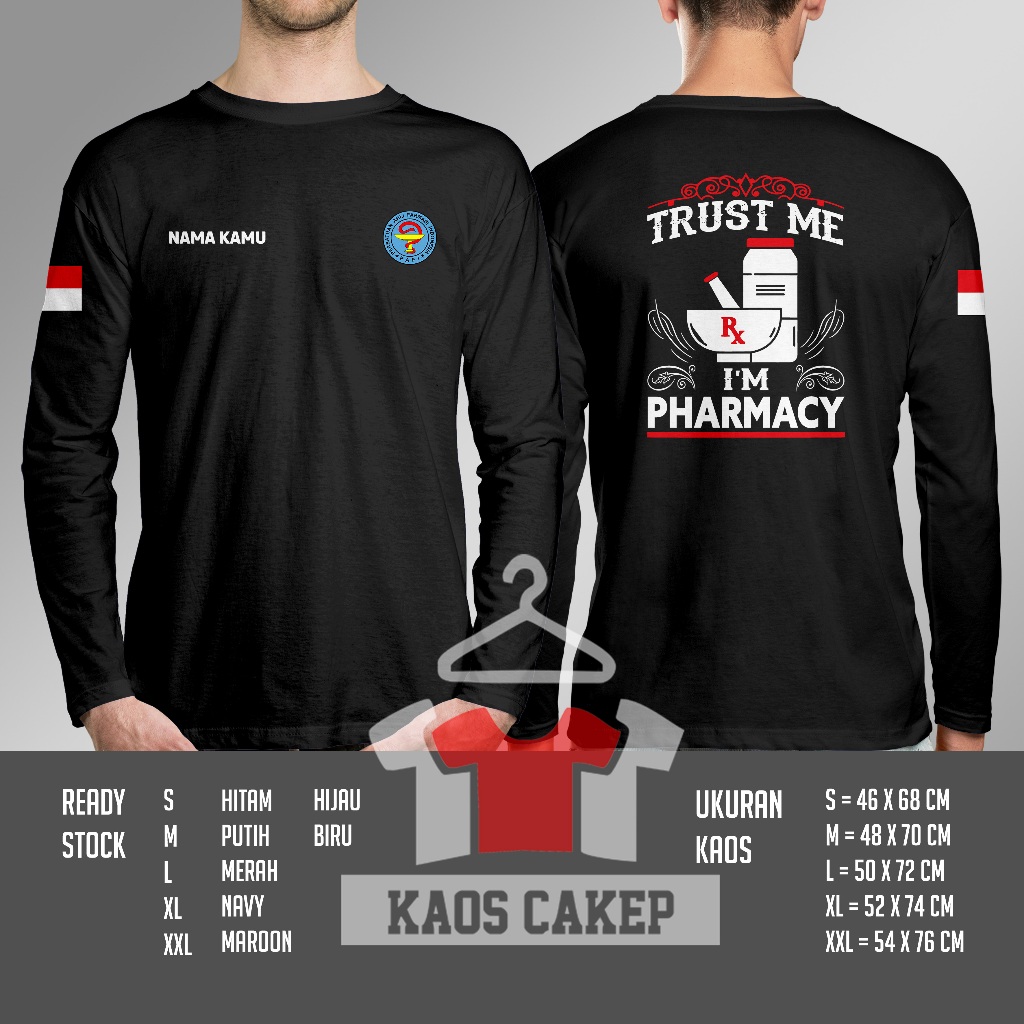 Jual Kaos FARMASI Trust Me PAFI Logo Gratis Nama Kamu Lengan Panjang ...