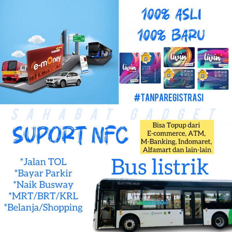 Jual Kartu E-money Mandiri (NFC) untuk pembayaran Bus BRT, MRT, Tol ...