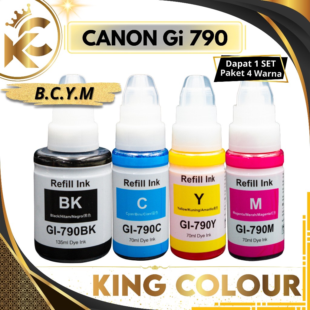 Jual TINTA CANON PIXMA Gi 790 ( 1 SET ) PRINTER SERIES G1000, G2000 ...