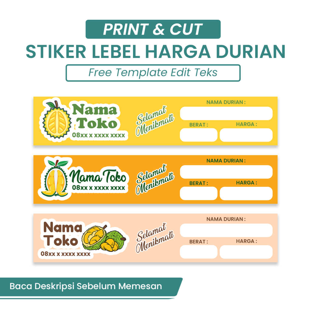 Jual Isi 25 Stiker Lebel Harga Durian - Stiker Durian custom | SLD ...