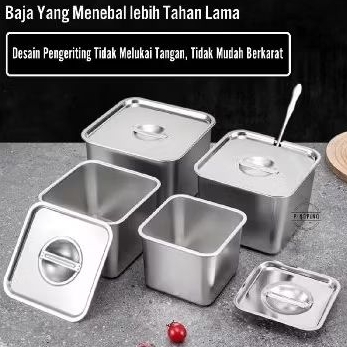 Jual Box souce Stainless Steel Persegi + Tutup / Food Container Saus ...
