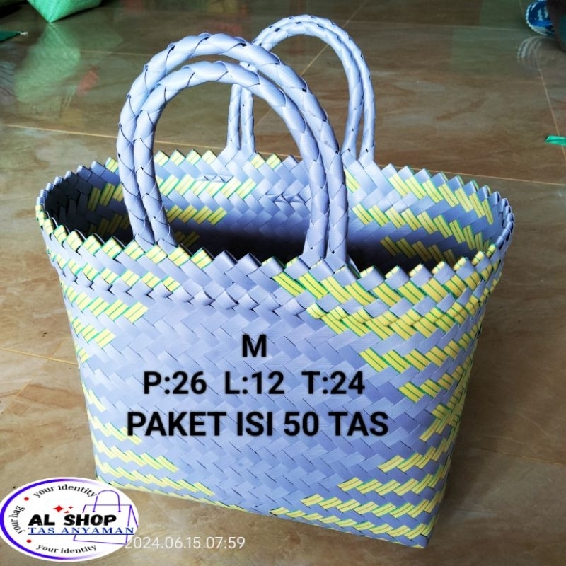 Jual Paket Hemat 50pcs Tas anyaman LURIK SEDANG (M)Tas parchel Tas ...