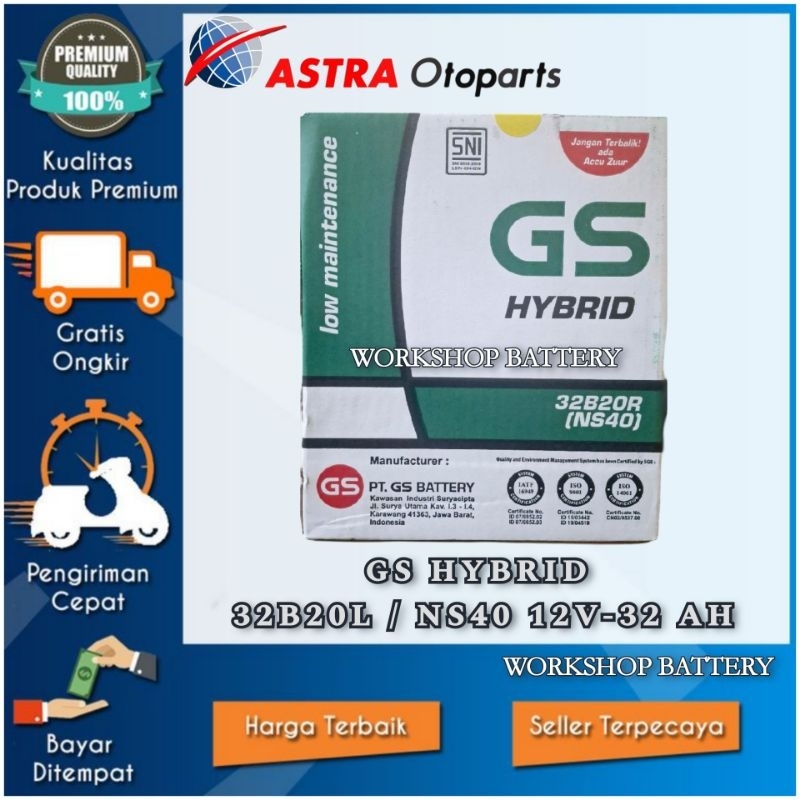Jual AKI MOBIL TOYOTA AVANZA / RUSH / STARLET SERIES / SPARK. GS HYBRID NS40 / 32B20R 12V-32 AH ...