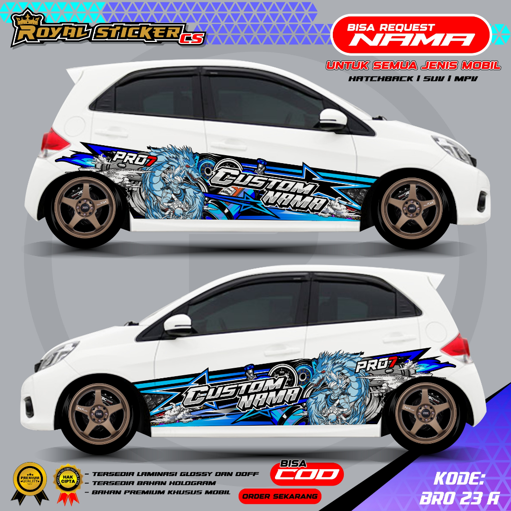 Jual BRO 23-DECAL STIKER MOBIL GAMBAR NAGA BIRU DRAGONBALL AGYA BRIO ...
