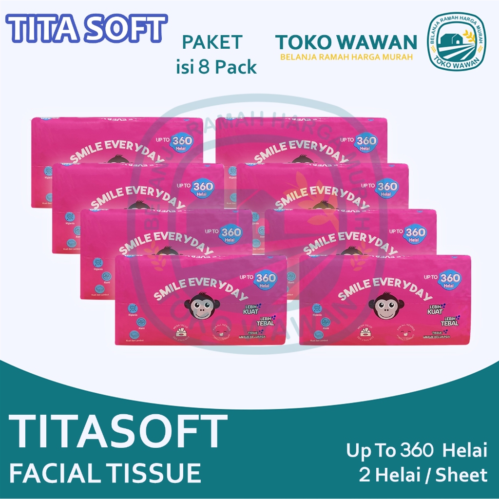 Jual [ 8 PACK ] Tissue Tita Soft Isi 360 Helai - 2 Ply / Tisu Facial ...