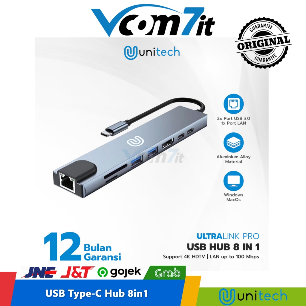Jual USB HUB Converter Type C 3.1 to HDMI 4K USB 3.0 Card Reader LAN 8 ...