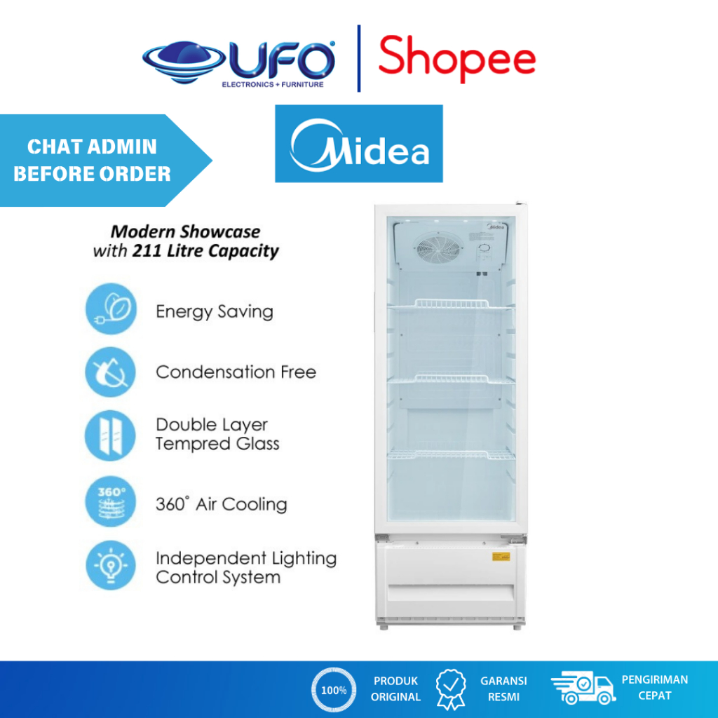 Jual MIDEA MDRZ262FGG30 SHOWCASE KAPASITAS 186 LITER | Shopee Indonesia