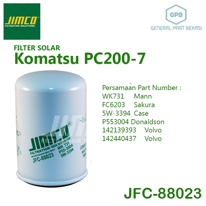 Jual Filter Solar Komatsu PC200-7 Mann WK731 P553004 FC-6203 Jimco JFC ...