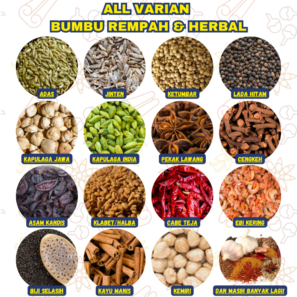 Jual Bumbu Dapur Rempah Herbal Lengkap cengkeh kemiri Jinten ketumbar ...
