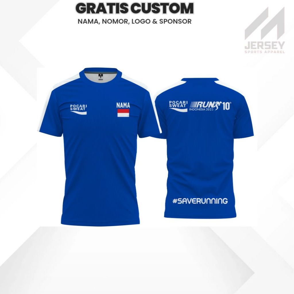 Jual Jersey Running Pocari Biru Full Printing Gratis Custom Nama, Nomor ...