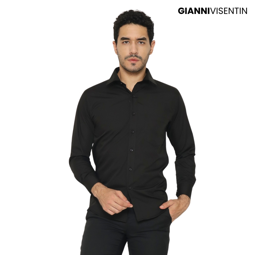 Jual Gianni Visentin Kemeja Rich Cotton Lengan Panjang Pria Slim Fit ...