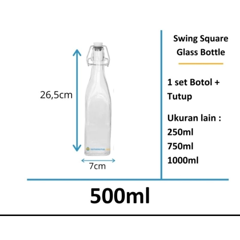 Jual 500ml Botol Kaca Swing Jar Premium Square + Tutup | Shopee Indonesia