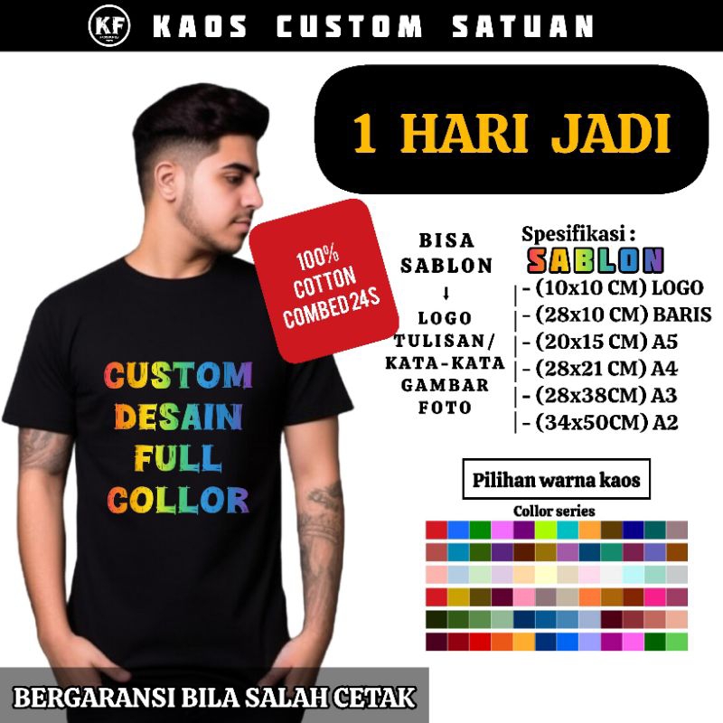 Jual KAOS CUSTOM SATUAN DESAIN SENDIRI / KAOS SABLON CUSTOM / KAOS DESAIN BEBAS SATUAN | Shopee ...