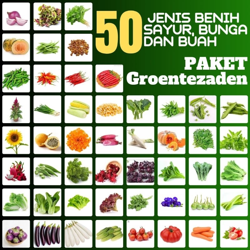 Jual Paket 50 Jenis benih bibit biji sayur, bunga dan buah | Shopee Indonesia