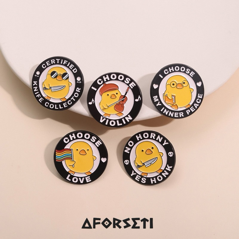 Jual Pin Enamel Lingkaran Bebek Bros Pin Brooch Pin Couple Pin