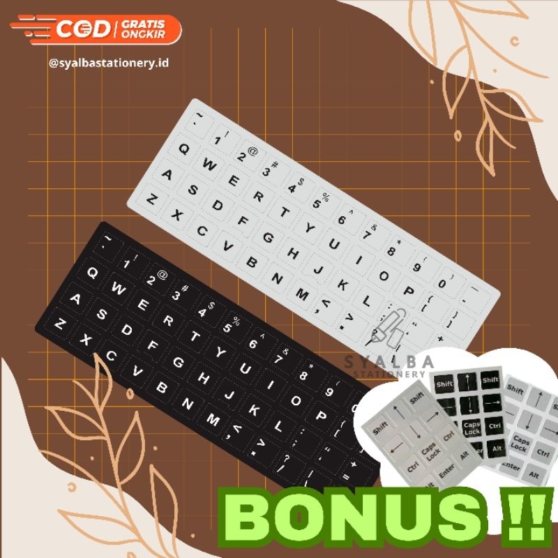 Jual Stiker Huruf Alfabet Estetik untuk Keyboard Laptop & PC: Tahan ...