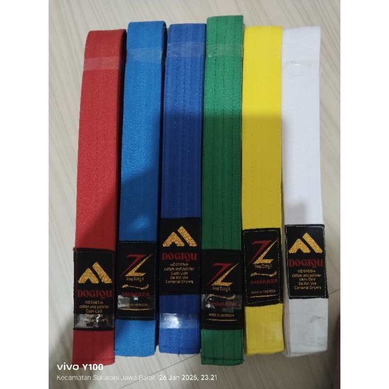 Jual sabuk karate warna tingkatan merah, biru, hitam, kuning, hijau ...