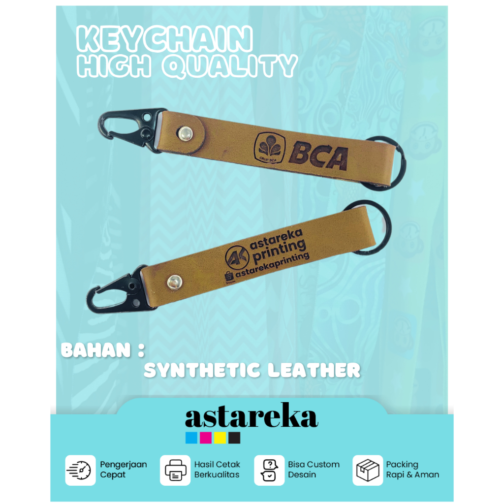 Jual Gantungan Kunci Kulit warna coklat Custom Premium - lanyard pendek ...