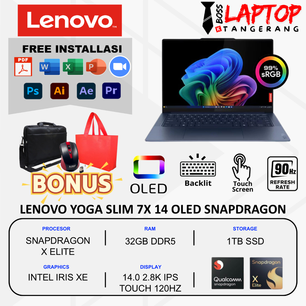 Jual Lenovo Yoga Slim 7X 14 OLEd SNAPDRAGON X ELITE Ram 32GB 1Tb SSD 14 ...