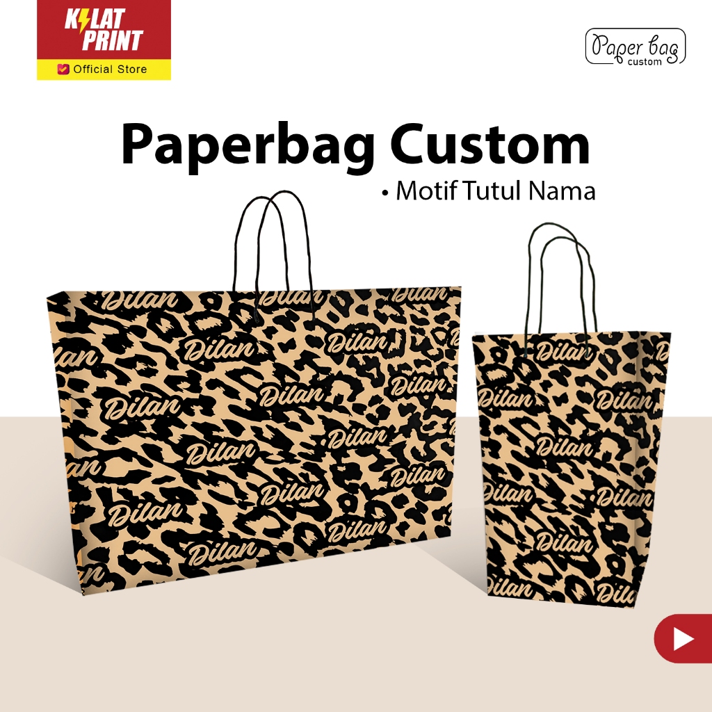 Jual Paper Bag Kado Paperbag Custom Unik Tulisan Motif Tutul Nama ...