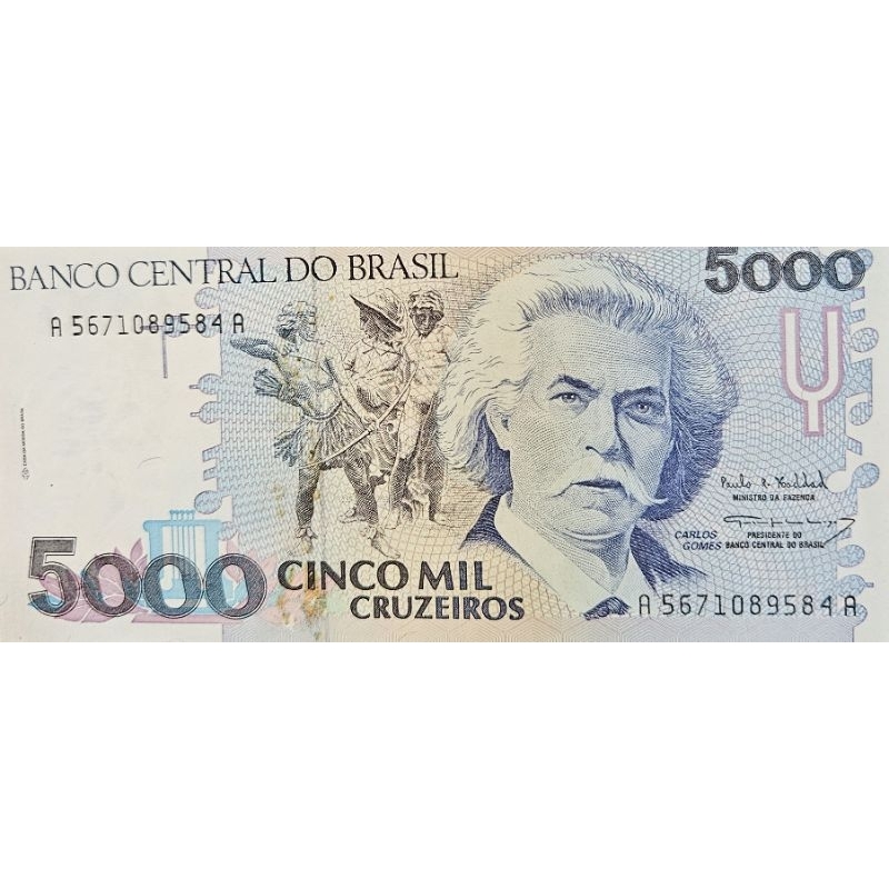 Jual Uang Negara Brasil/Brazil Nominal 5000 Cinco Mil Cruzeiros 1993 UNC GRESS MULUS Original ...
