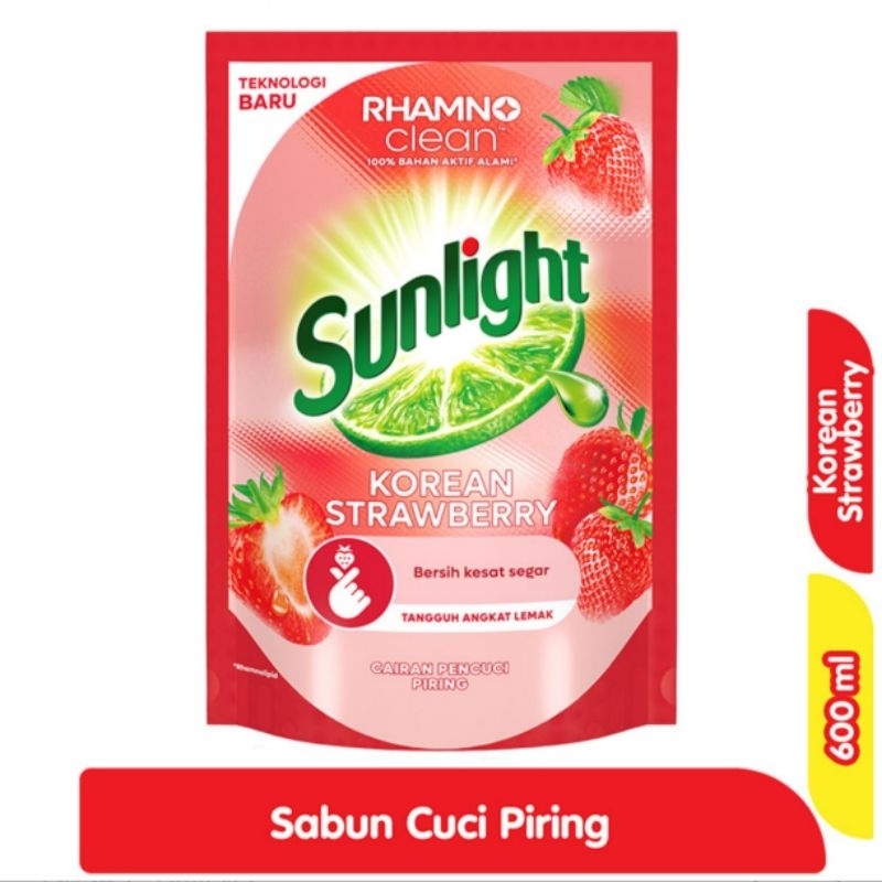 Jual Sunlight sabun cuci piring extra korean strawberry refill 600ml | Shopee Indonesia