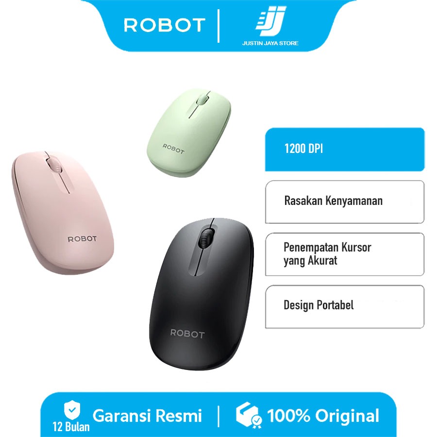 Jual ROBOT M260 Mouse Wireless 2.4G Optical USB Mouse Ergonomis Design ...