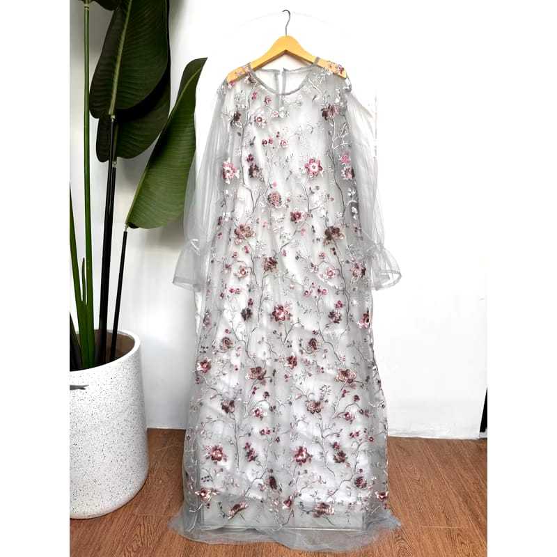 Jual Dress Brukat Tille Dress Lebaran Tile Gardenia Outer Tille | Shopee Indonesia
