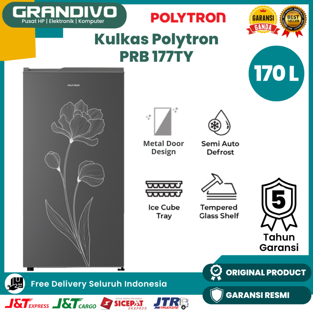 Jual Kulkas 1 Pintu Polytron 170 Liter PRB 177TY Fast Cooling Low Watt ...