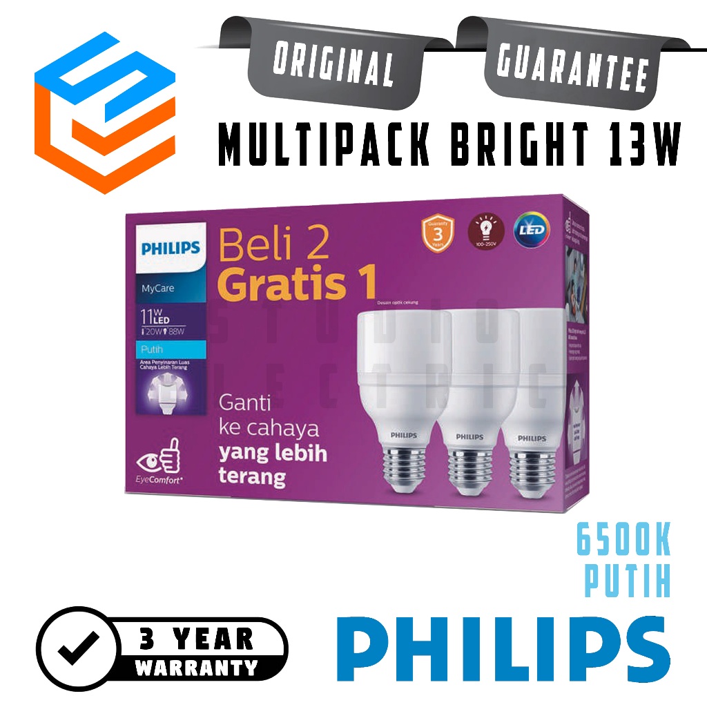 Jual Philips MyCare Multipack LED Bright Lampu Bohlam LED Bulb 13 Watt ...