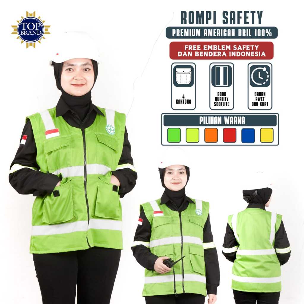 Jual ROMPI SAFETY VEST/ROMPI PROYEK/ROMPI SAFETY/BAHAN DRILL WARNA BIRU ...
