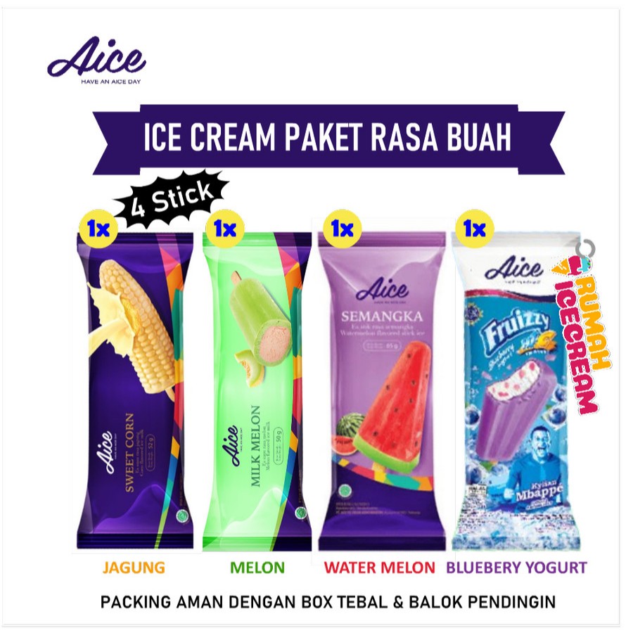 Jual Ice Cream Paket Buah Aice 4pcs | Shopee Indonesia