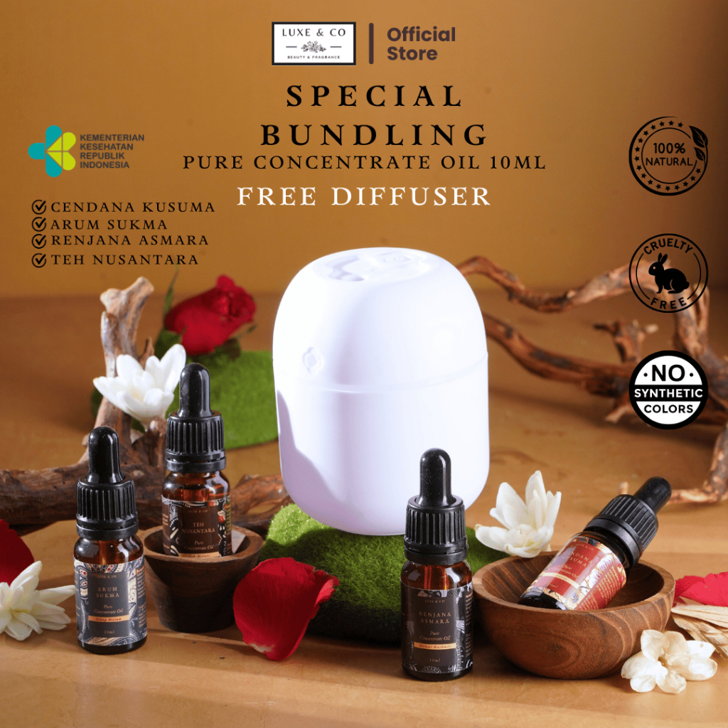 Jual Free Diffuser Pure Concentrate Oil Aromatherapy Batik Series Set ...