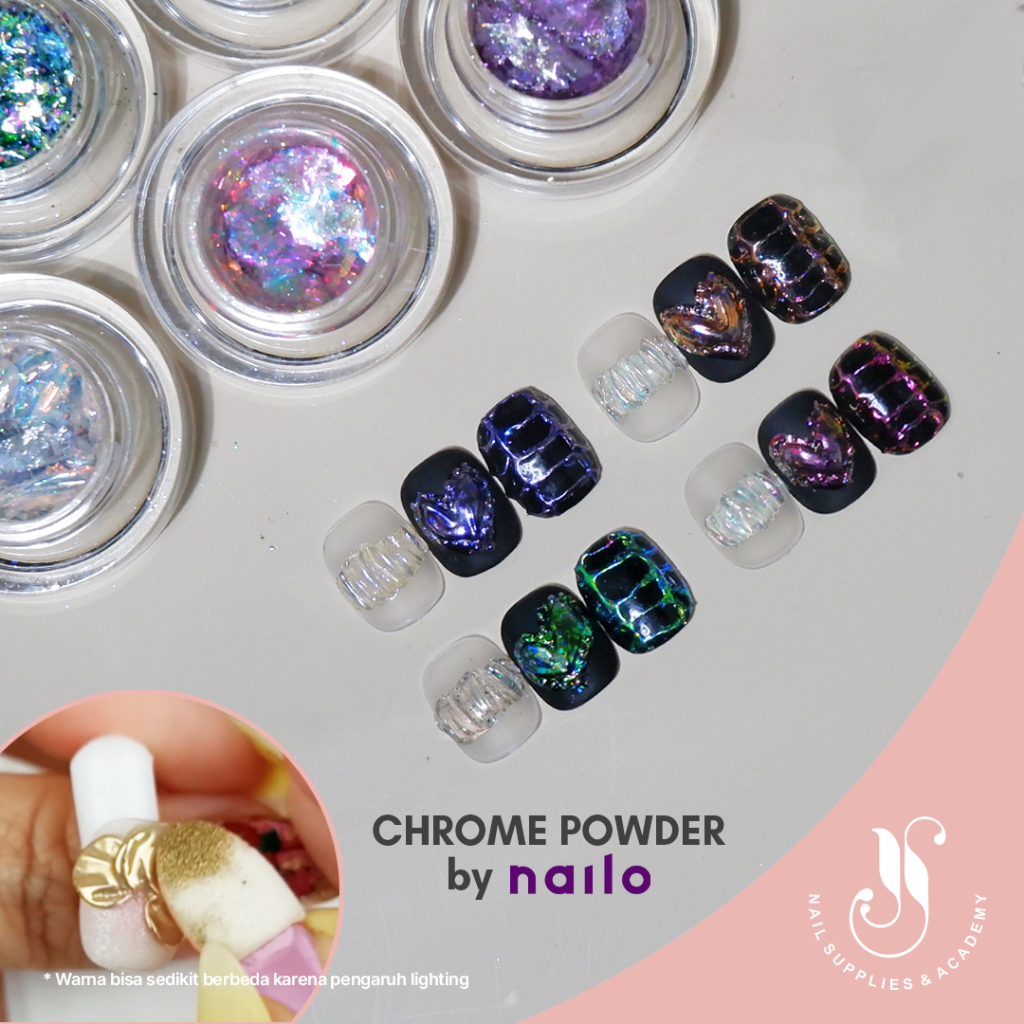 Jual Nailo Glass Series Chrome Powder Flakes Magic Powder Bubuk Chrome ...