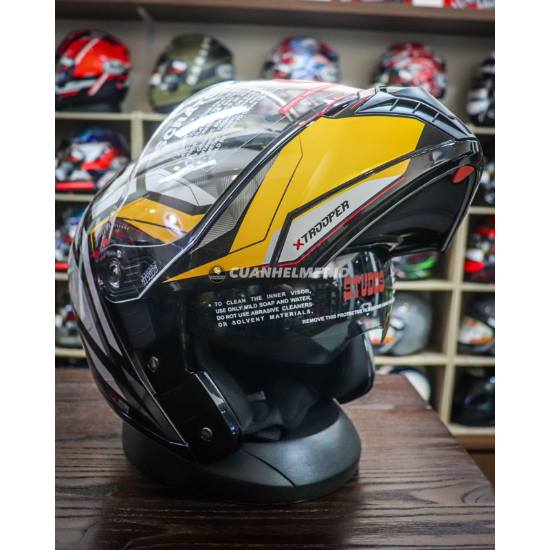 Jual Helm Modular Studds Trooper D2 Black N5 Yellow Original Flip Up ...