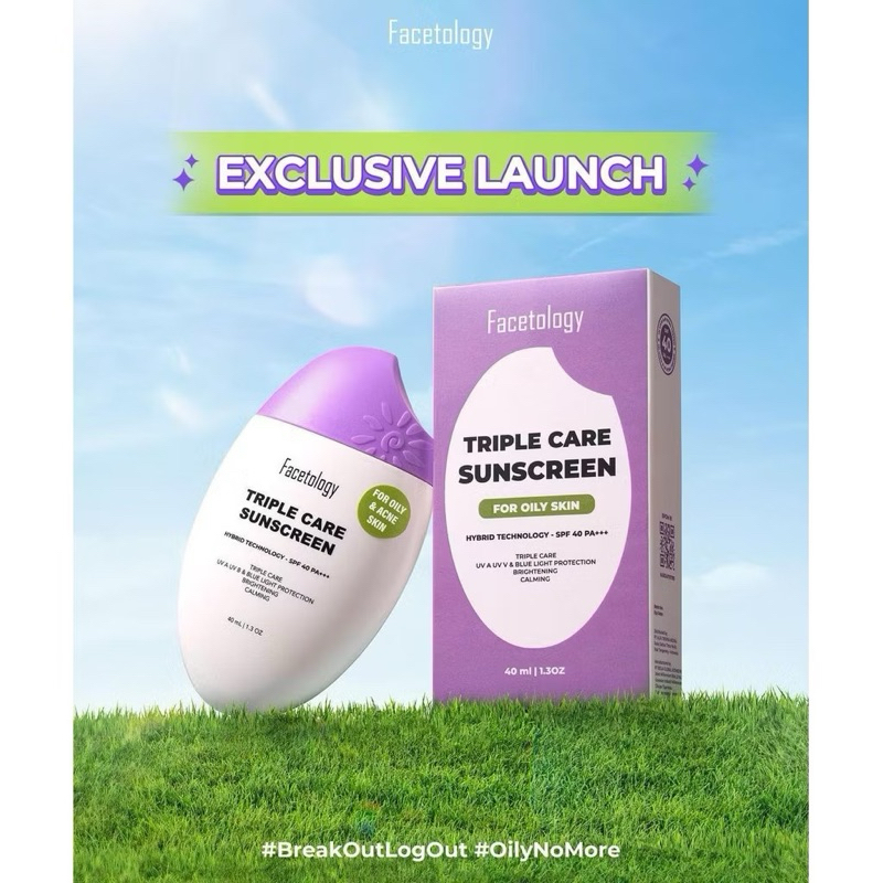 Jual Facetology Triple Care Sunscreen For Acne & Oily Skin SPF 40 PA+++ 40ML | Shopee Indonesia