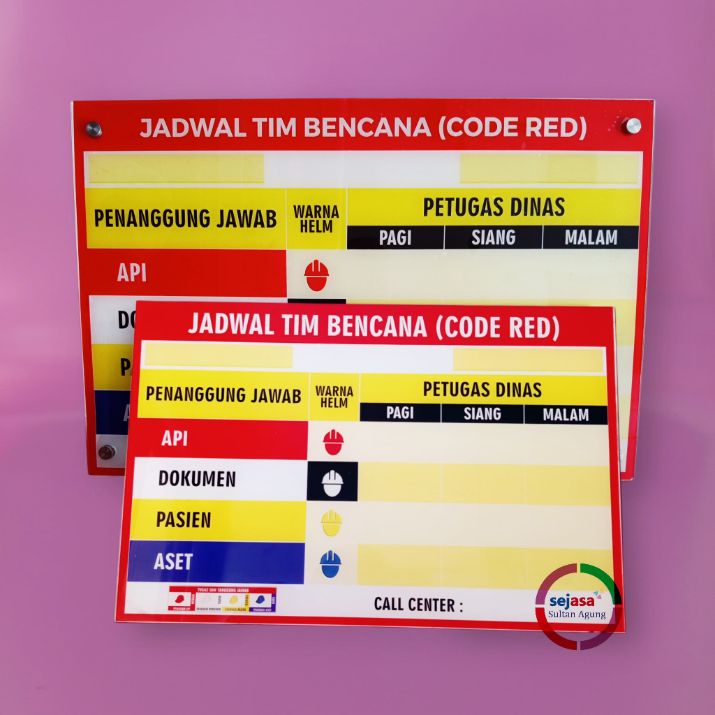 Jual Akrilik Code Red Jadwal Tim Bencana | Papan Siaga Bencana | Papan ...