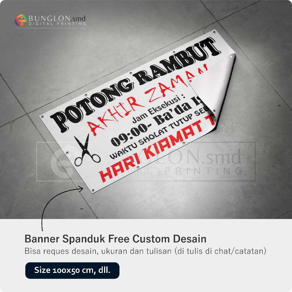 Jual PRINT CETAK SPANDUK BANNER PANGKAS RAMBUT WARNA PUTIH HITAM MERAH ...