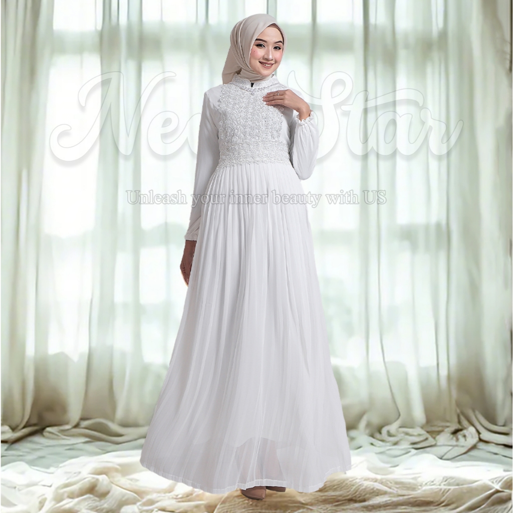 Jual NewStar - Gamis Lebaran 2025 Terbaru Gamis Putih Lebaran 2025 Baju ...