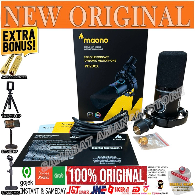 Jual NEW ORIGINAL MAONO AU-PD200X MAONOCASTER PD200 X USB XLR DYNAMIC MICROPHONE ASMR RGB PD ...
