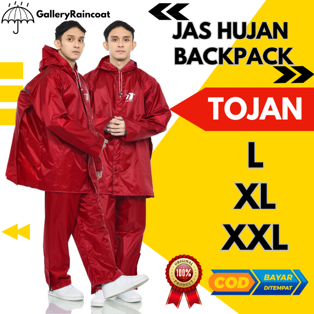 Jual Jas Hujan Backpack Jumbo Dewasa Pria Wanita Mantel TOJAN Original Raincoat Melindungi ...