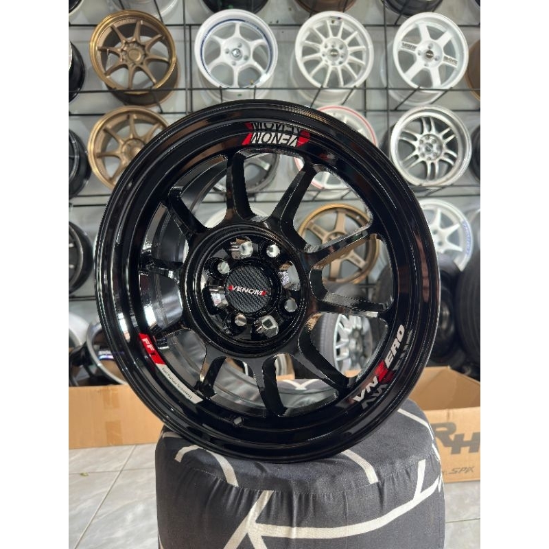 Jual velg mobil venom zero r15 black glossy pcd 4x100 kondisi baru ...