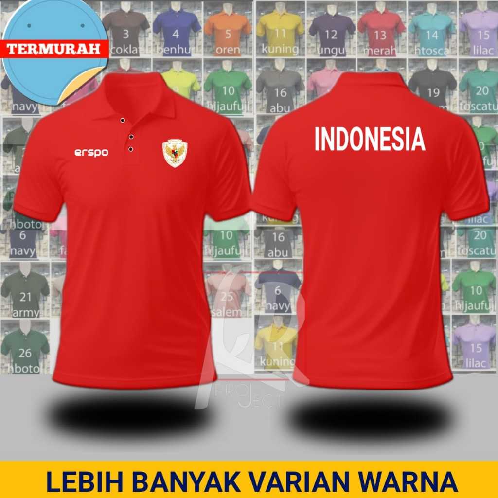 Jual T-shirt baju kaos polo Timnas indonesia terbaru espro merah putih ...
